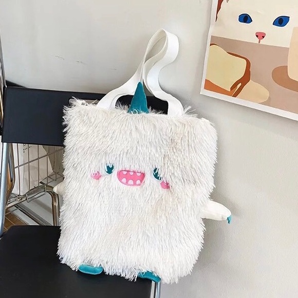 Bags | Monster Bag Furry Fuzzy Tote Shoulder Bag Womens Cartoon Fun ...